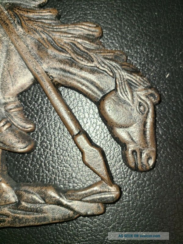 Cast Iron Native American " End Of The Trail " Indian On Horse Spear ...