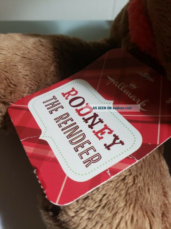 Hallmark Rodney The Reindeer Plush With Red White Scarf 10 " Long W ...