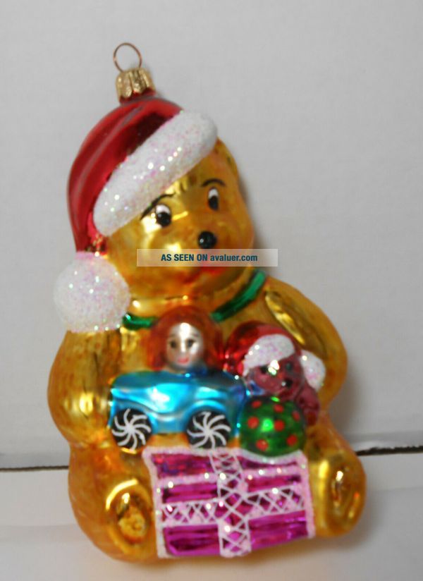 1995 Christopher Radko Glass Sitting Teddy Bear Gifts Christmas ...