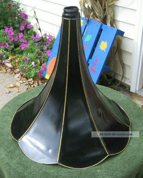 Vintage 18 " Black With Gold Trim 8 Panel Metal Phonograph Horn Stock ...