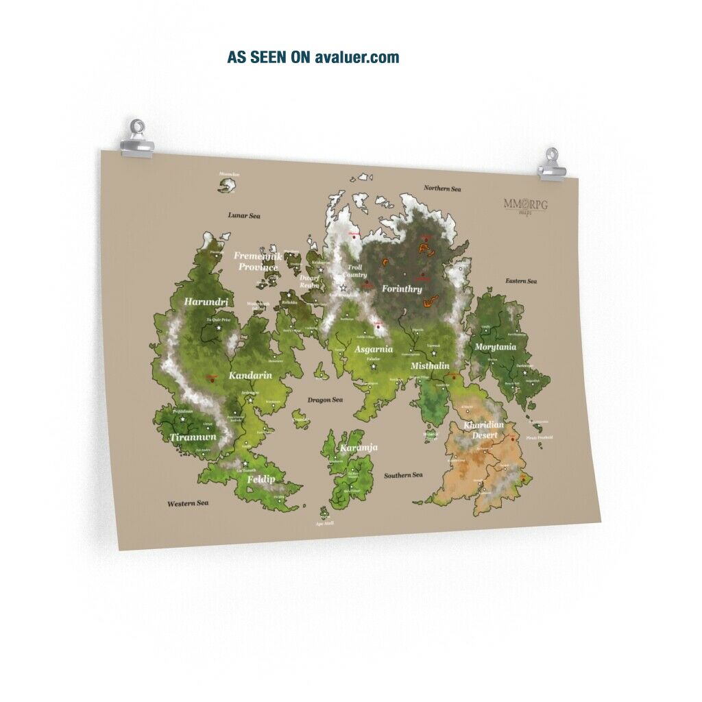 Old School Runescape World Map Art Print | 2007 RS Classic Landscape ...