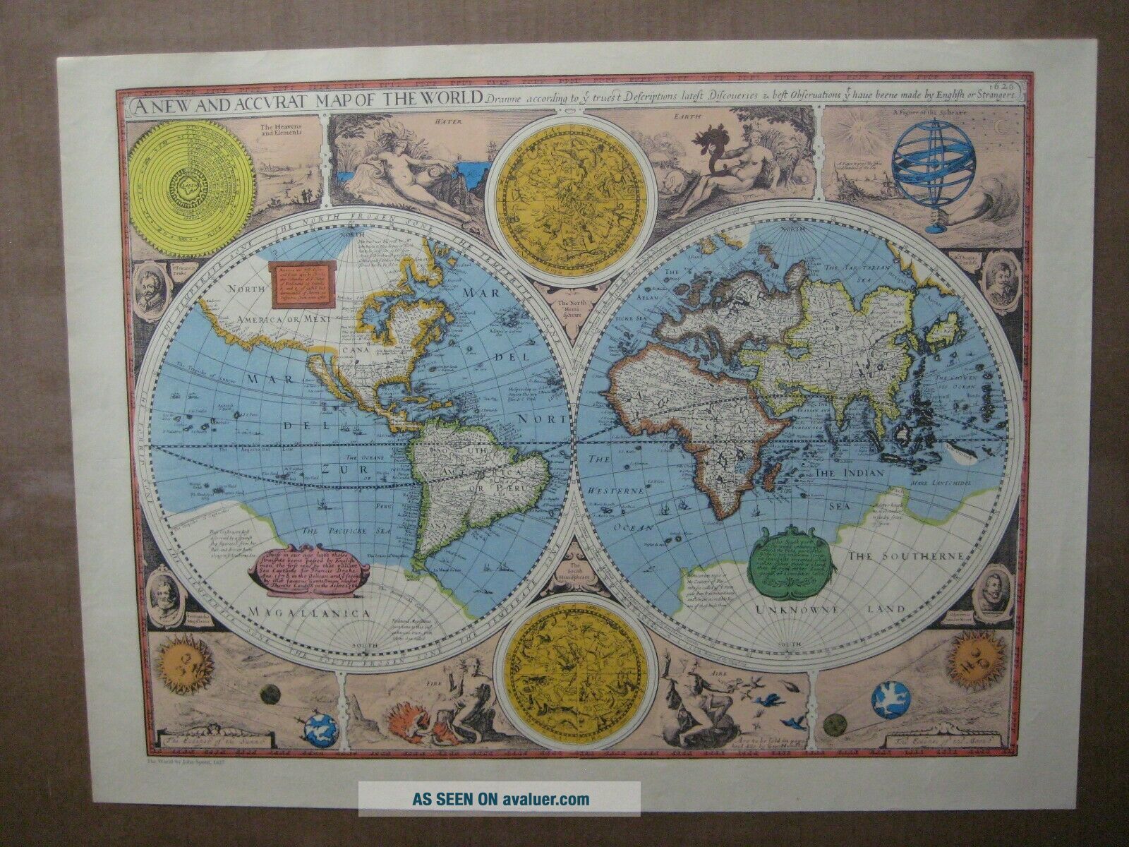 A And Accurat Map Of The World Vintage Poster John Speed C. 1627 Inv ...