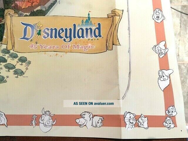 Walt Disneyland Large Wall Map Guide Poster Disney 45th Anniversary ...