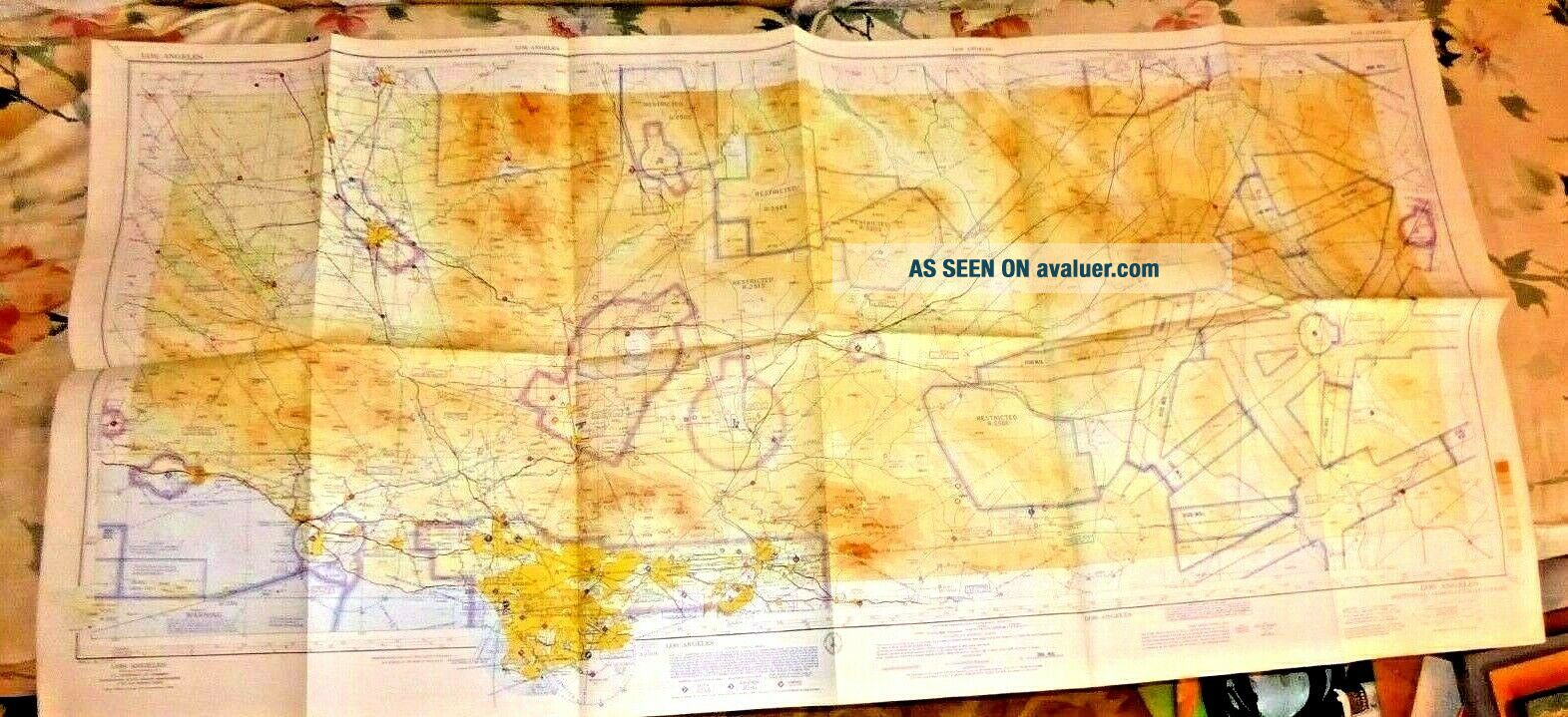 VINTAGE AERONAUTICAL FLIGHT CHART MAP LOS ANGELES USA RESTRICTED ZONES ...