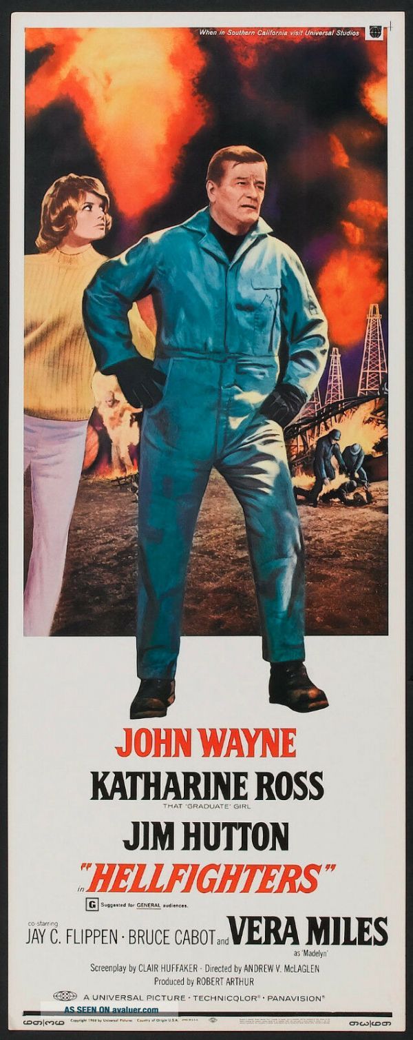HELLFIGHTERS Orig 1969 Movie Poster JOHN WAYNE/RED ADAIR/OIL WELL FIRE ...