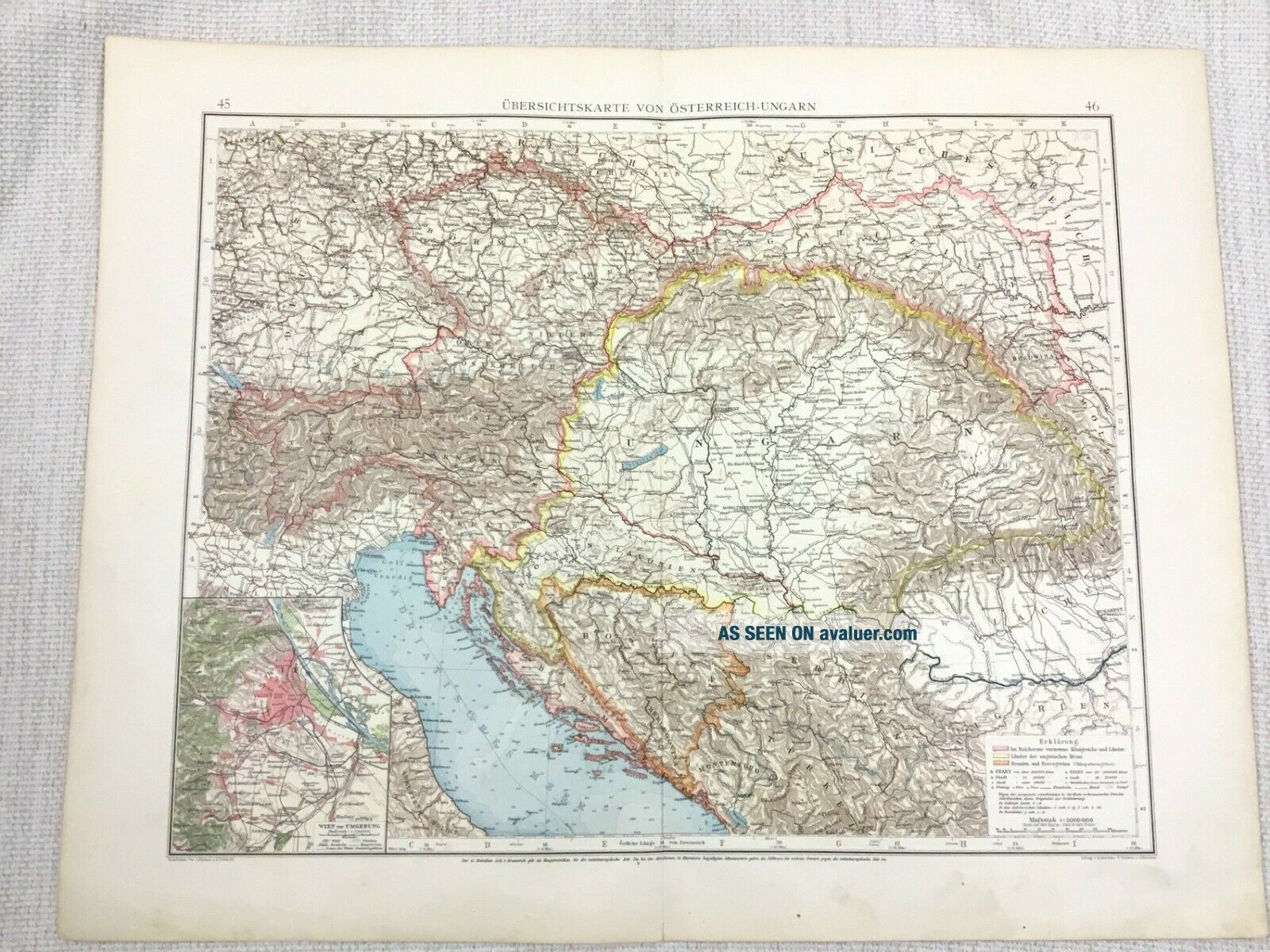 1896 Antique Map Of The Austro Hungarian Empire German 19th Century ...