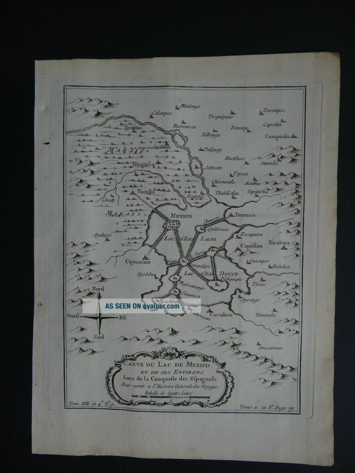 1757 BELLIN Atlas Map MEXICO CITY - Carte Du Lac De Mexico | #48284263
