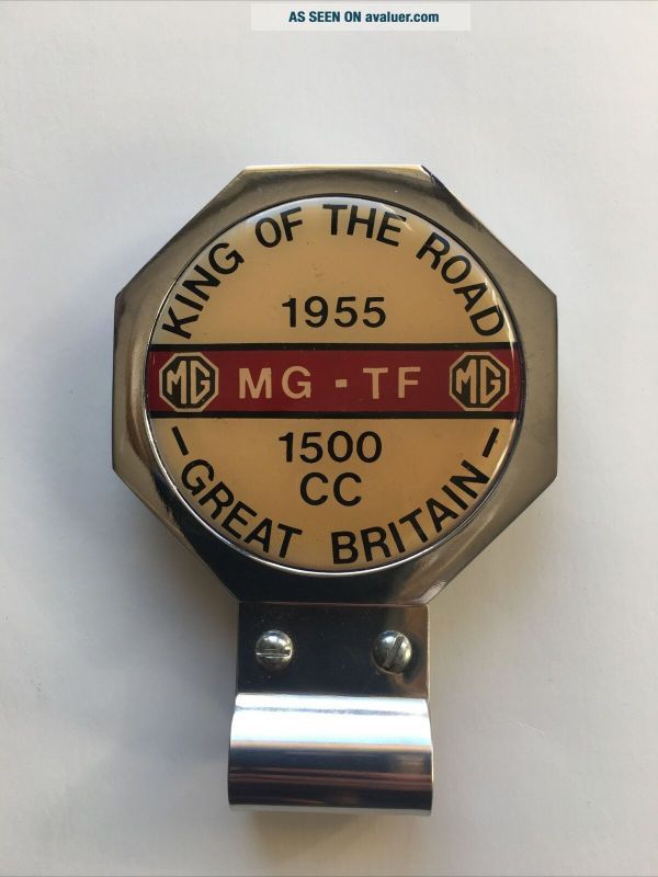 Vtg 1955 MG TF CAR CLUB LICENSE PLATE TOPPER AUTOMOTIVE BADGE EMBLEM ...