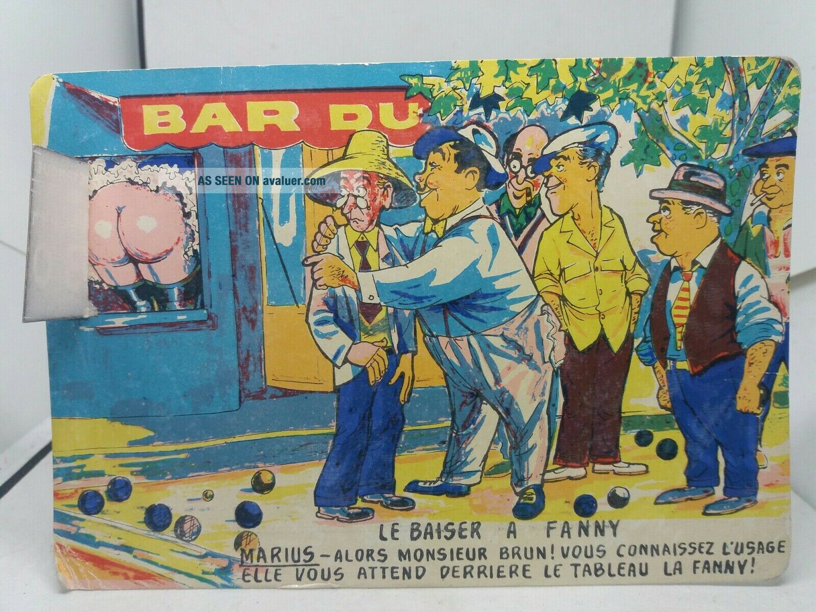 Vintage French Novelty Postcard Le Baiser A Fanny Game Of Petanque See ...