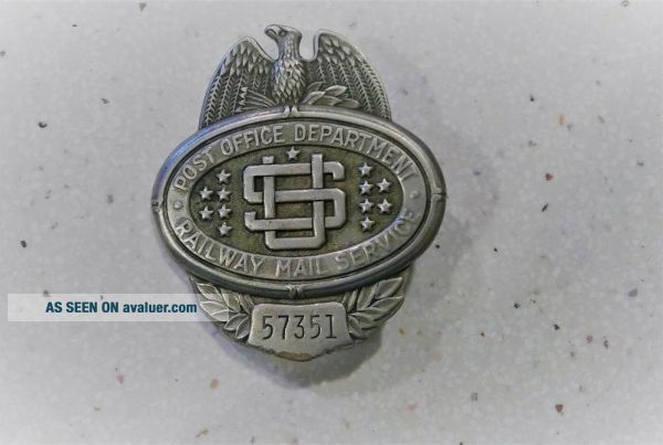 Vintage Post Office Department Railway Mail Service Badge (obsolete ...