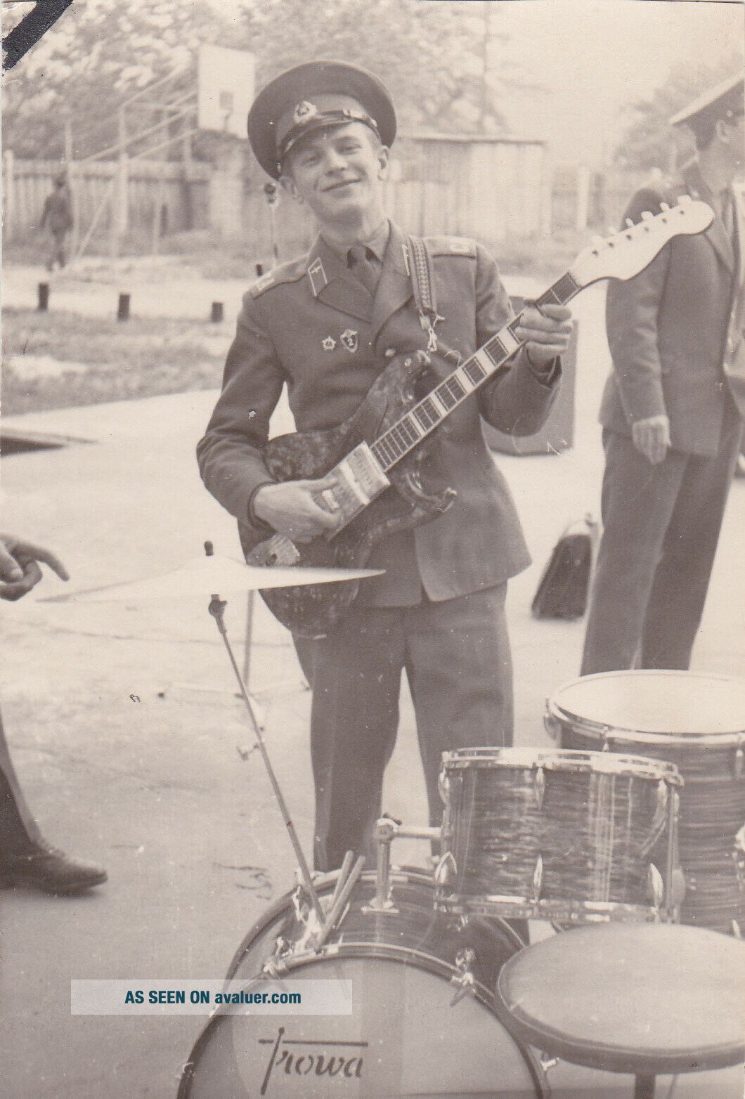 1970s Handsome Young Man Soldier Musician W/ Guitar Russian Soviet ...