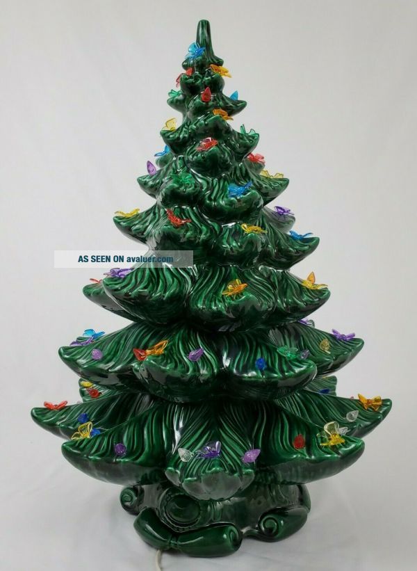 Vintage Atlantic Mold Ceramic Christmas Tree With Lights And Base 24 ...