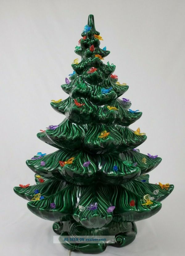 Vintage Atlantic Mold Ceramic Christmas Tree With Lights And Base 24 ...