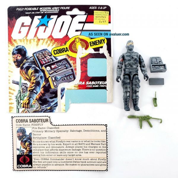 Vintage 1984 GI Joe Cobra Saboteur Firefly 6432 Figure Complete W/ File ...