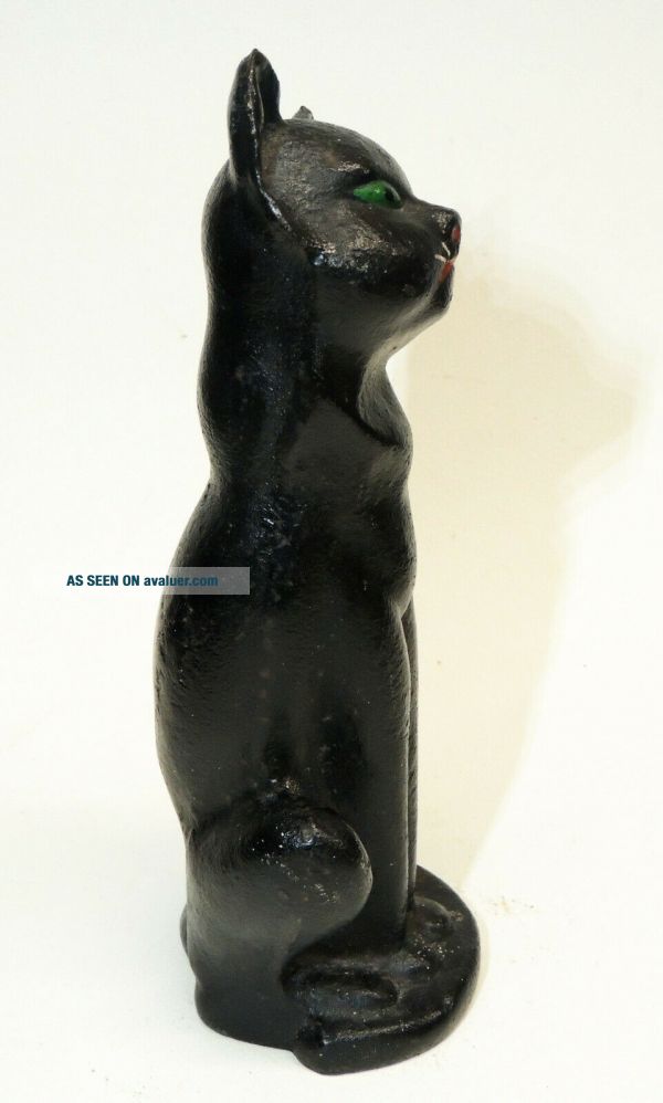 Antique Vtg 10 " Hubley Solid Cast Iron HALLOWEEN Black CAT Seated ...
