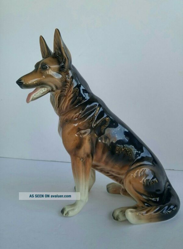 Vintage Large Goebel West Germany Porcelain GERMAN SHEPHERD Seated Dog ...