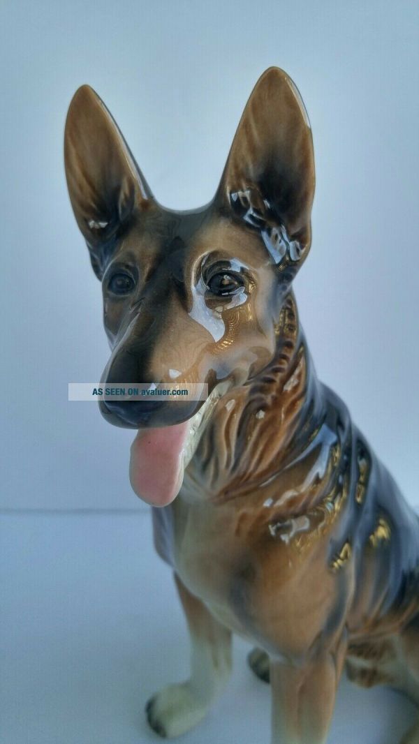 Vintage Large Goebel West Germany Porcelain GERMAN SHEPHERD Seated Dog ...