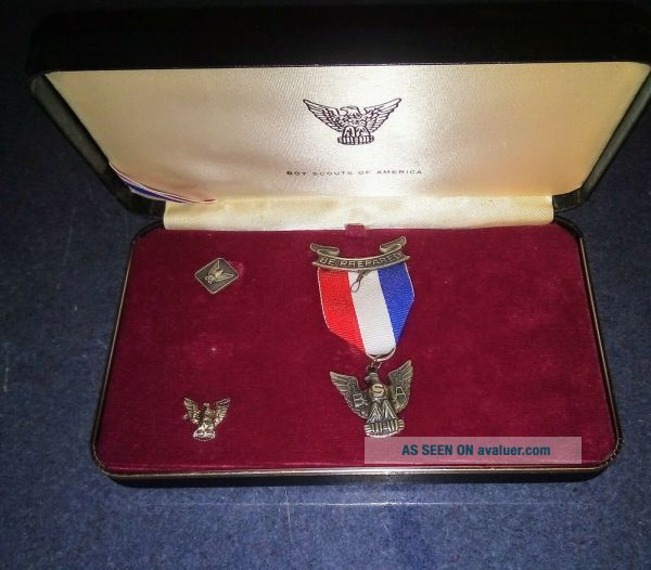 Boy Scout Eagle Scouts Medal Pins Presentation Box Vintage BSA Pins ...
