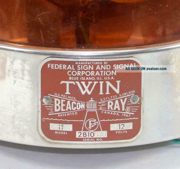 Vintage Federal Signal Model 11 Twin Beacon Ray Rotating Lamp Assembly ...