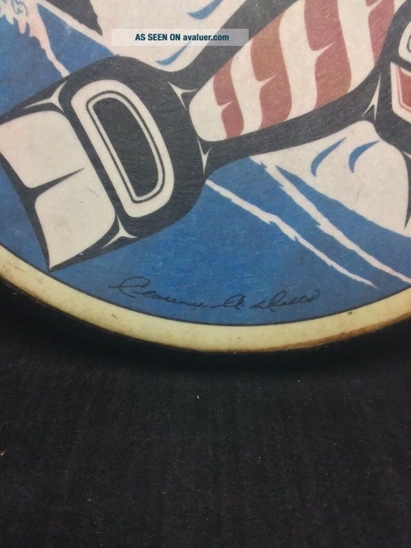 Vintage CLARENCE A WELLS Hand Drum Collectable HAIDA First Nations ...
