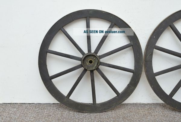 2x Vintage Old Wooden Cart Carriage Wagon Wheels Wheel - 45 Cm ...
