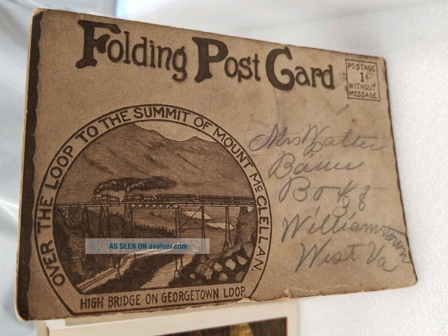 Folding Post Card Summit Of Mount McClellan Colorado Railroad Ice ...