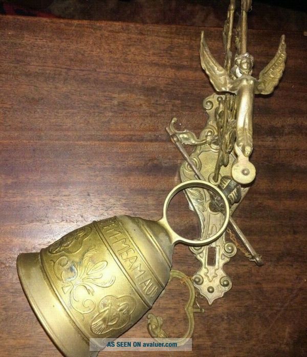 Vintage RARE Large HEAVY Wall Mount Brass Bell Door Knocker Monastery ...