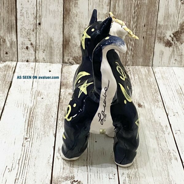 2001 Amy Lacombe Black White Moon & Stars Yellow Stars Whiskers Cat ...