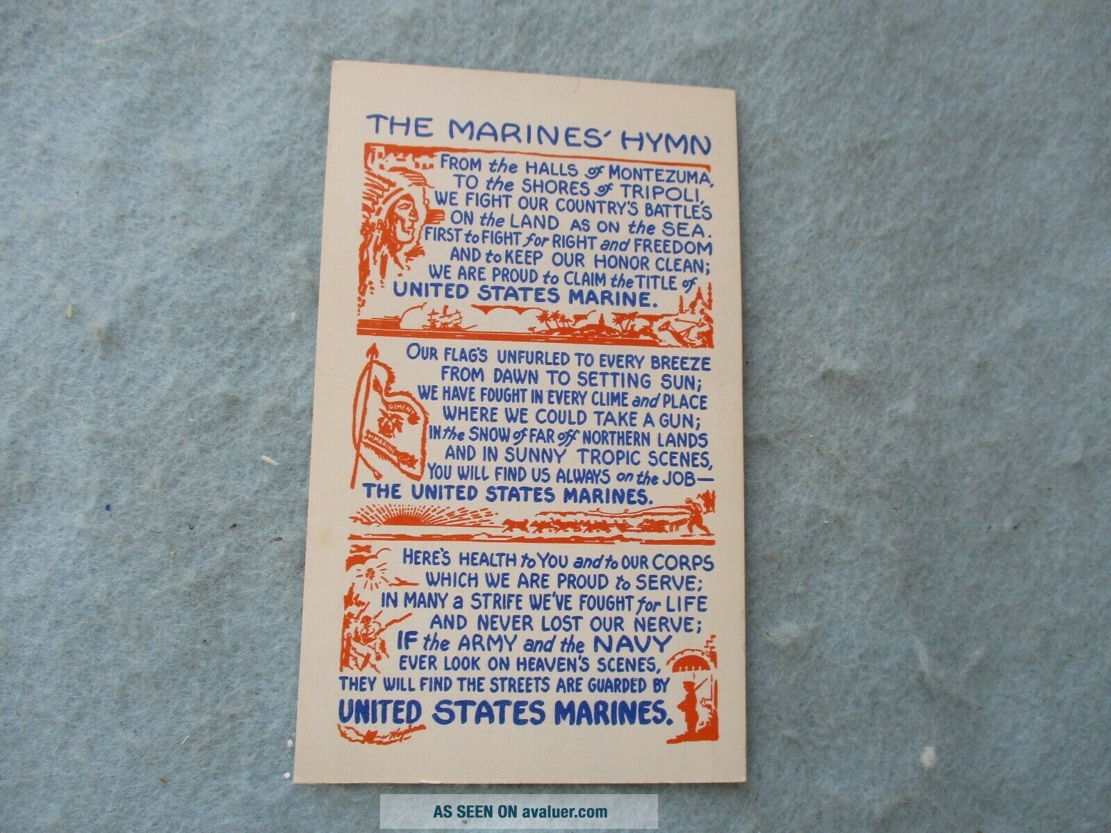 WWII US Marine Corps Post Card Parris Island Boot Recruit USMC Hymn ...