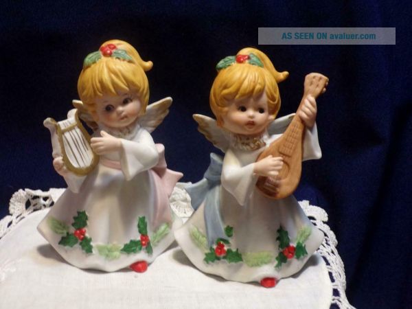 Vintage Homco Christmas Angels Playing Instruments 5551 Bisque ...