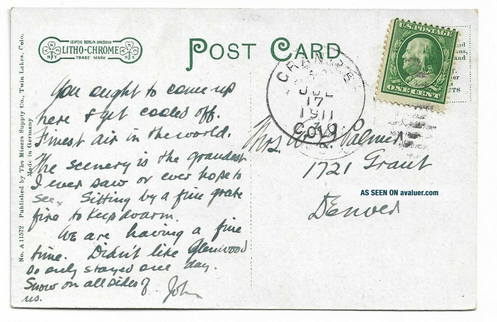 1910s Antique Postcard Hotel Campion Twin Peaks Twin Lakes Colorado ...