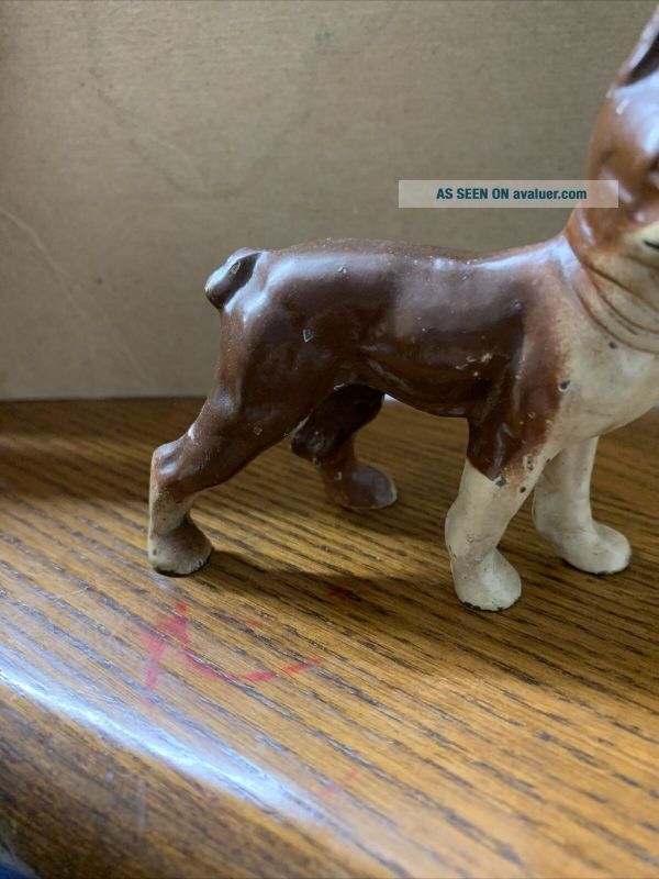 Vtg Hubley Cast Iron Boston Terrier Dog Paperweight Bulldog Rare Brown ...