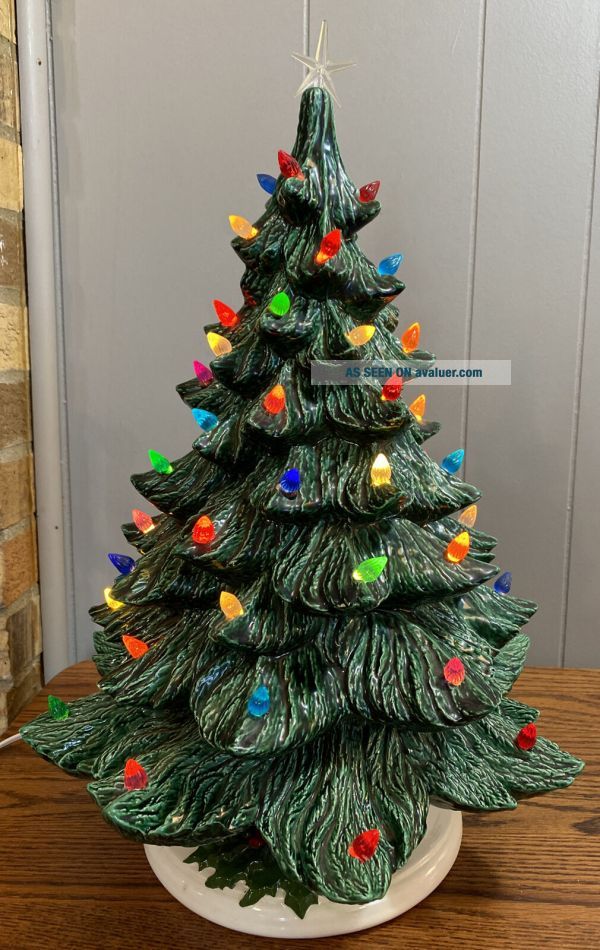 Vintage 2 Piece Atlantic Mold Ceramic Christmas Tree And Base 18 Inches ...