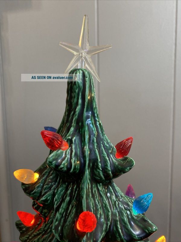Vintage 2 Piece Atlantic Mold Ceramic Christmas Tree And Base 18 Inches ...