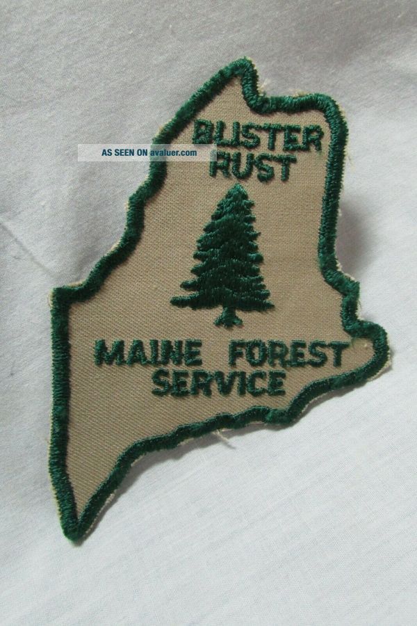 VINTAGE STATE MAINE FOREST SERVICE BLISTER RUST STATE SHAPED CLOTH ...