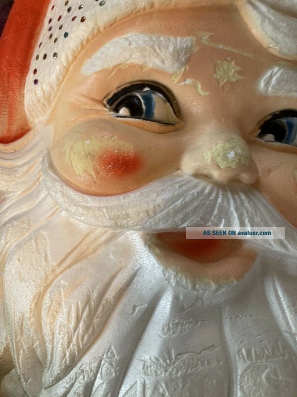 Vintage Christmas POLORON Styrofoam Santa Face Head Blow Mold With Gems ...