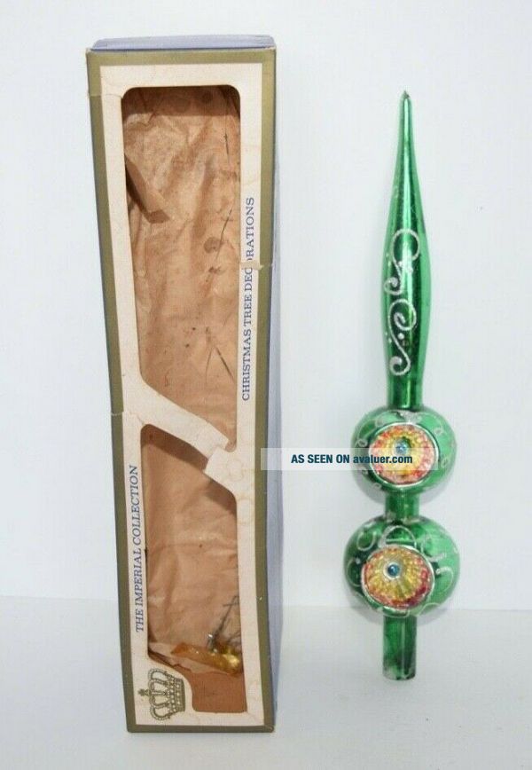 Vintage SEARS Christmas Tree Topper Mercury Glass DOUBLE INDENT Green W ...