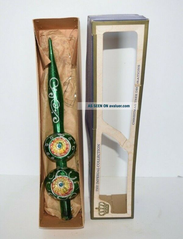 Vintage SEARS Christmas Tree Topper Mercury Glass DOUBLE INDENT Green W ...