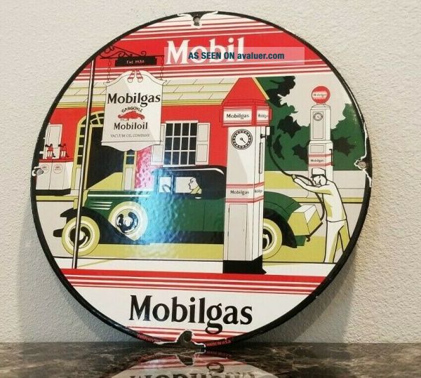 VINTAGE MOBIL PORCELAIN GAS MOTOR OIL GARGOYLE FILLING SERVICE STATION ...