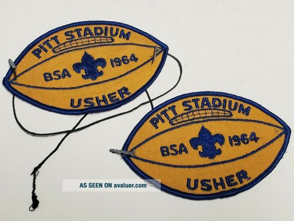 Vtg 2 Pitt Stadium Usher Pittsburgh University 1964 Armband Patch Boy ...