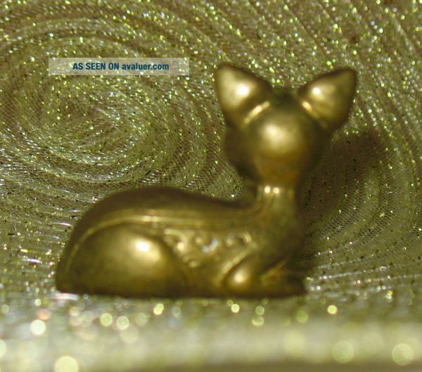Vintage Miniature FAWN DEER Figurine BRASS 1 1/2 " | #49034331
