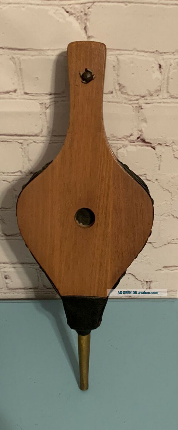 Vintage Wood & Leather Fireplace Bellows Fire Stoker Eagle America ...