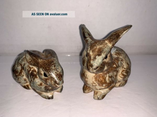 Vintage Set Of 2 Ceramic Brown Rabbit Figurines | #49075318