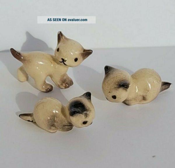 Vintage Miniature Bone China Cat Kitten Trio Porcelain Figurines ...