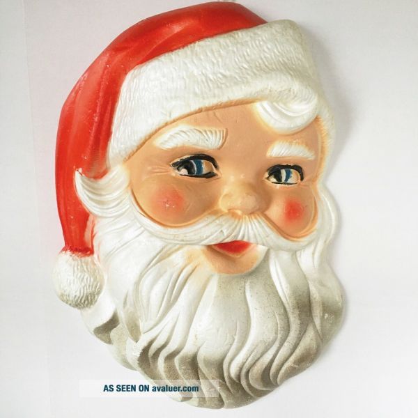 Styrofoam Santa Head Face 25 " X 18 " W Large Big Vintage 1960s Wall ...