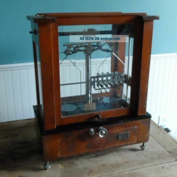 Antique Analytical Balance Scale Wood And Glass | #49167593
