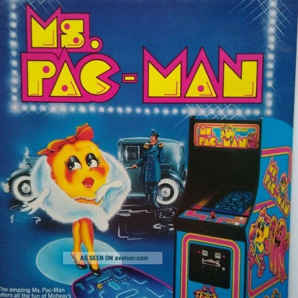 Midway Ms Pac - Man FLYER 1982 Video Game Artwork Sheet Great Retro ...