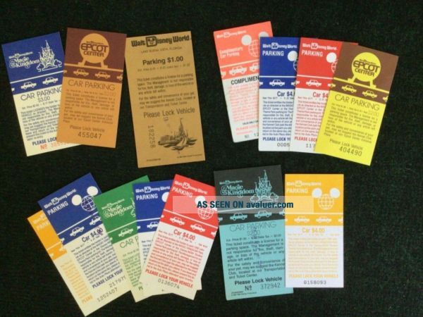 Walt Disney World Magic Kingdom EPCOT CENTER Parking Pass Ticket Set Of ...