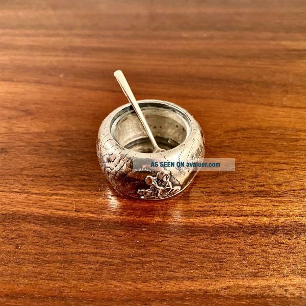 JAPANESE AESTHETIC STERLING SILVER WOOD FIGURAL GIESHA SALT CELLAR W ...