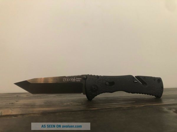 SOG Trident Tanto Spring Assisted Knife 3. 75in Black TiNi Straight ...